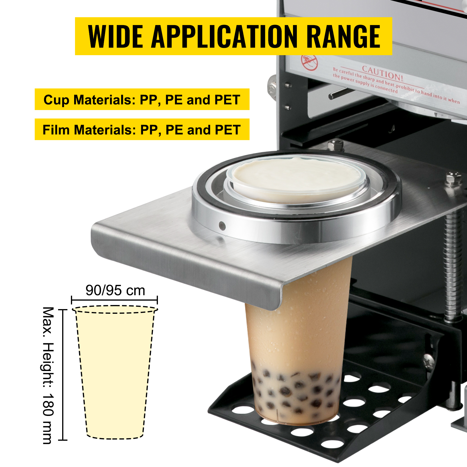 VEVOR Semi-automatic Cup Sealing Machine, 300-500 Cup/h Tea Cup Sealer ...