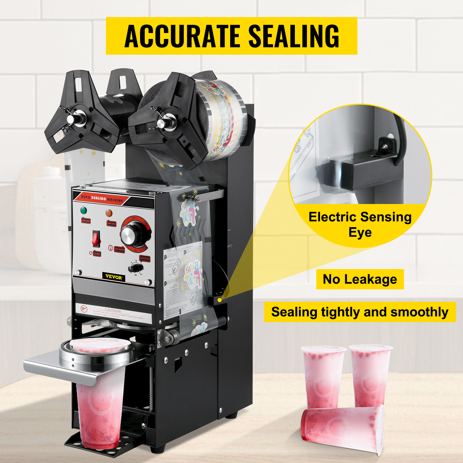 VEVOR Semi-automatic Cup Sealing Machine, 300-500 Cup/h Tea Cup Sealer ...