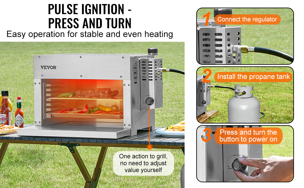 VEVOR Propane Steak Grill 1500°F Portable Infrared Broiler for Outdoor ...