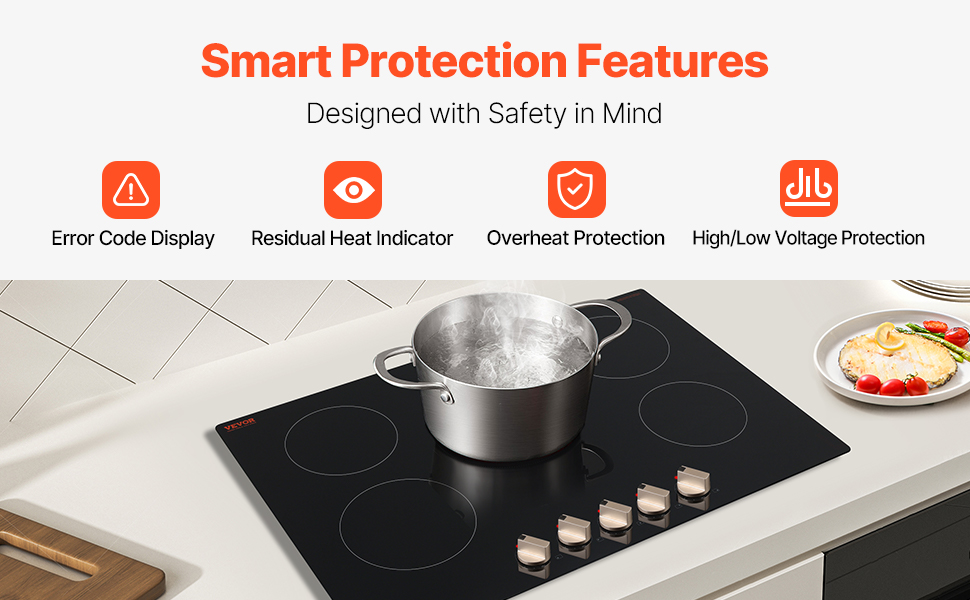 9200W 5 Burner Induction Cooktop Electric Countertop Burner Knob ...