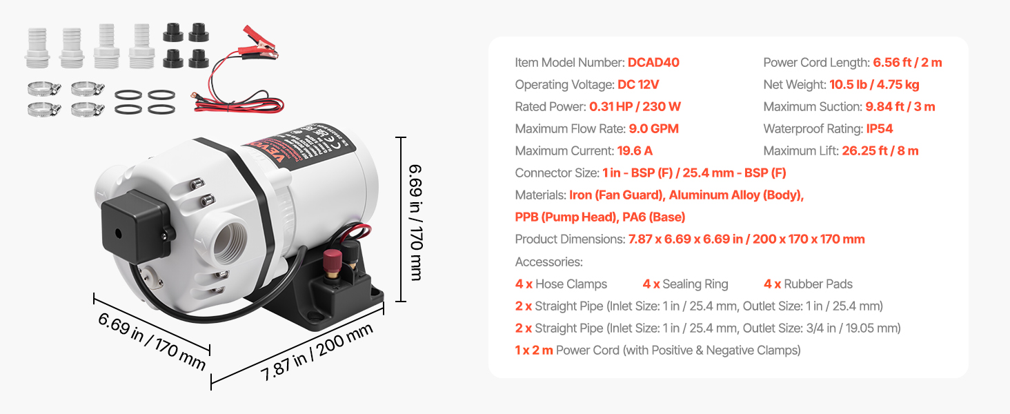 VEVOR DEF Transfer Pump 9 GPM DC 12V for Diesel Exhaust Fluid Urea Self ...