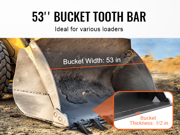 VEVOR Bucket Tooth Bar, 53'', Heavy Duty Tractor Bucket Teeth Bar for ...