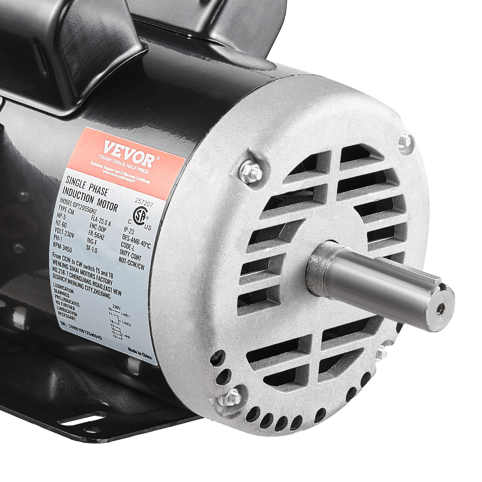 5HP Air Compressor Electric Motor 230V 25A 3450RPM 56Hz Frame CW/CCW ...