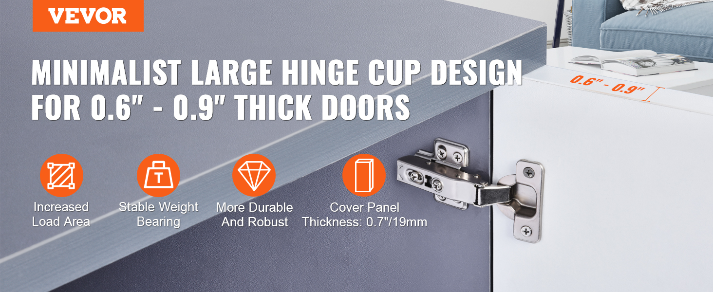 VEVOR Cabinet Door Hinges 60 Packs Full Overlay Soft Close for ...