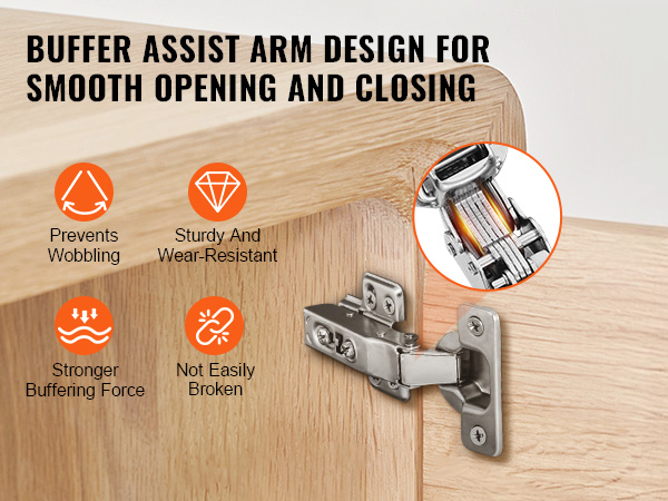VEVOR Cabinet Door Hinges 60 Packs Full Overlay Soft Close for ...
