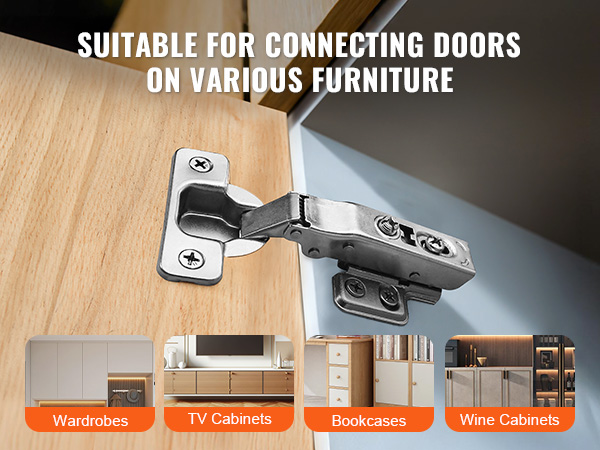 VEVOR Cabinet Door Hinges 60 Packs Full Overlay Soft Close for ...