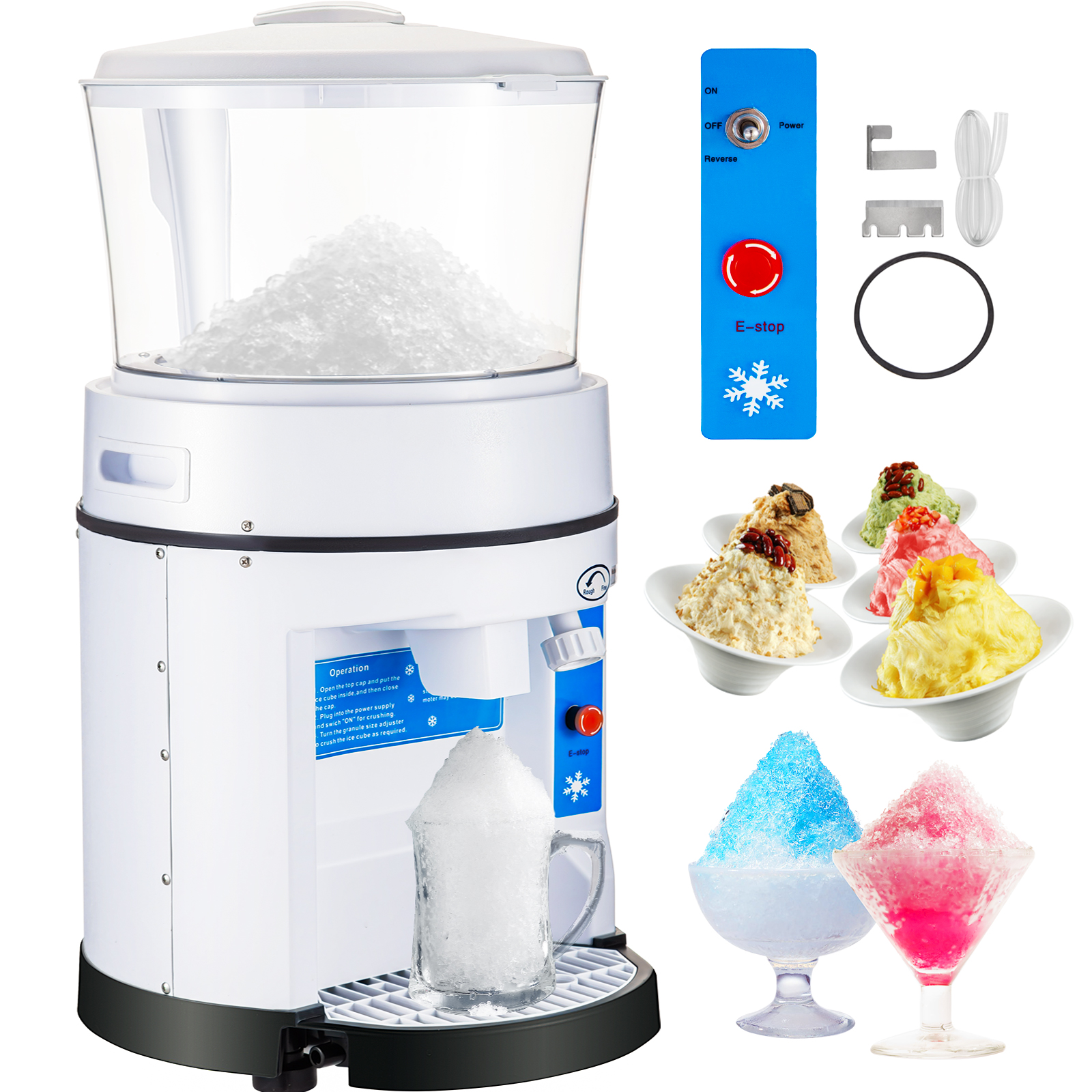 VEVOR 110V Commercial Ice Shaver Crusher 1100LBS/H with 17.6 LBS Hopper ...
