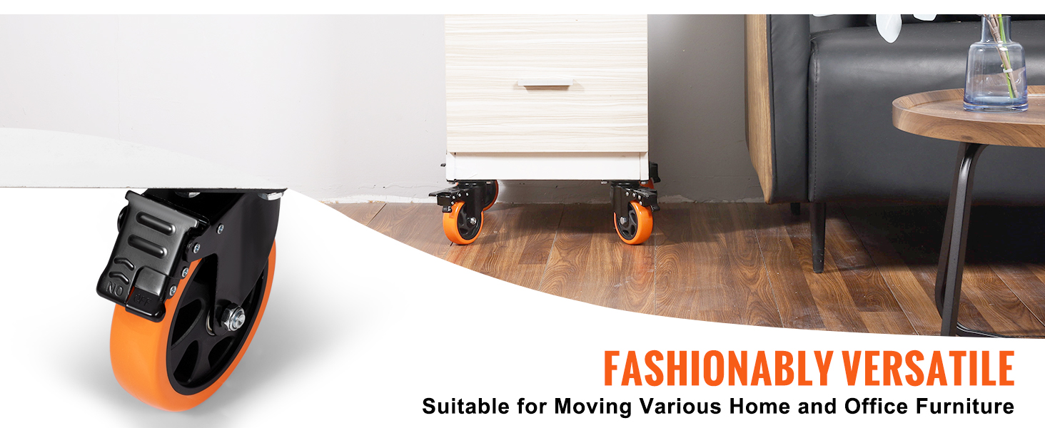 VEVOR Caster Wheels, 4-inch Swivel Plate Casters, Set of 4, with ...