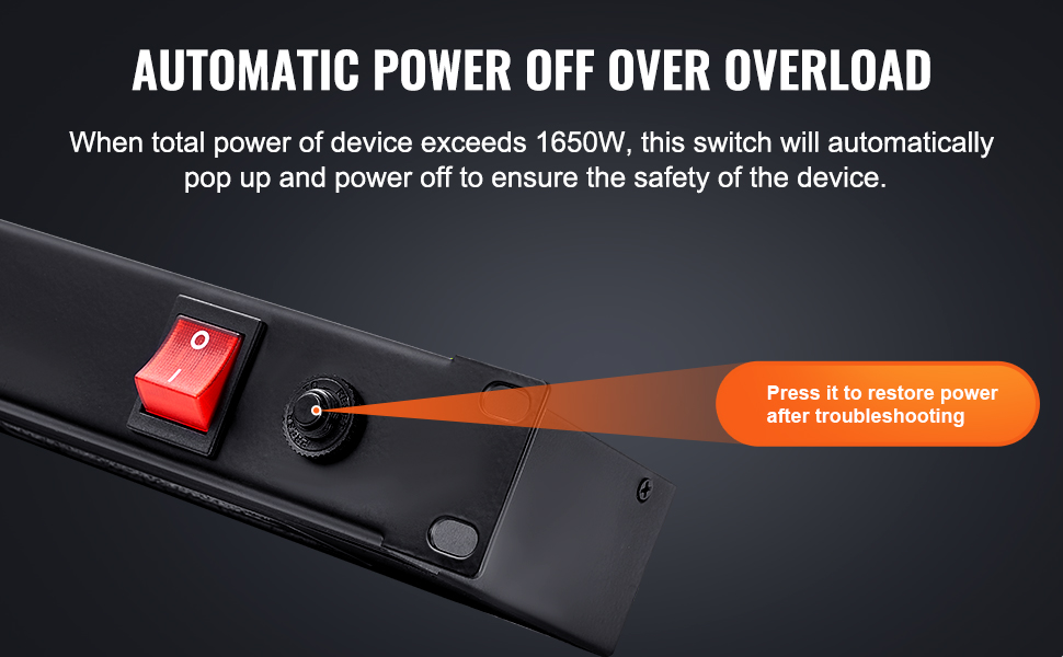 VEVOR 19" 1U PDU 8 Outlets Rack Mount Power Strip Surge Overload Protection | VEVOR CA