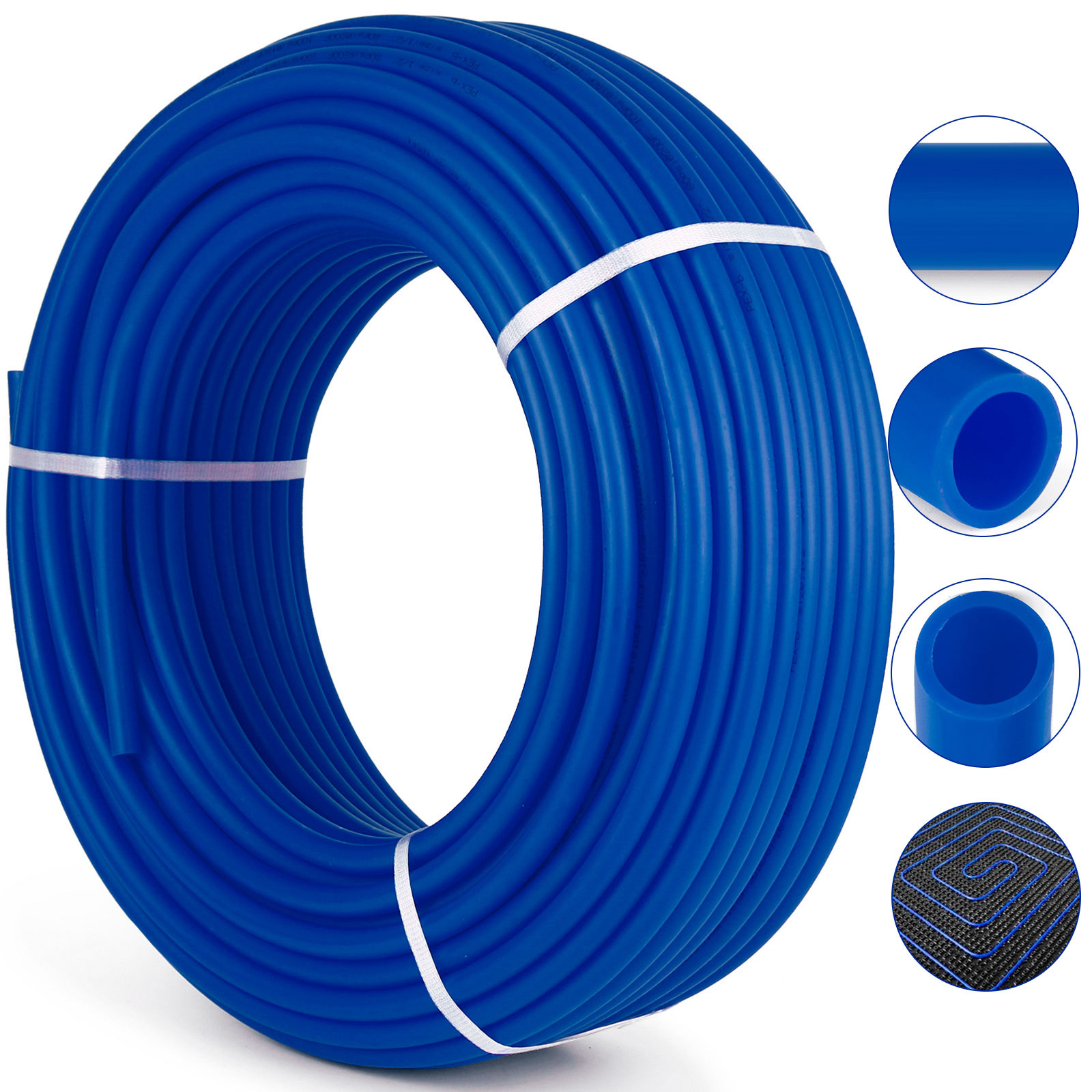VEVOR 3/4" PEX Tubing 300Ft Non-Barrier PEX Pipe Blue Pex-b Tube Coil ...