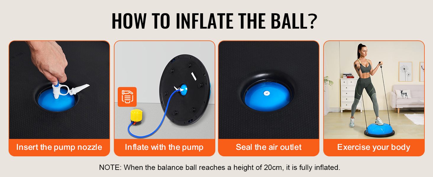 VEVOR Half Exercise Ball Trainer, 23 inch Balance Ball Trainer, 660 lbs ...