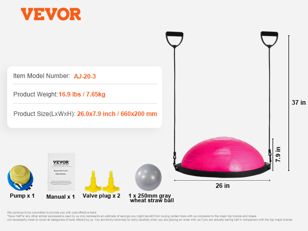 VEVOR Half Exercise Ball Trainer, 26 inch Balance Ball Trainer, 1500lbs ...