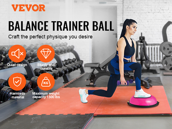 VEVOR Half Exercise Ball Trainer, 26 inch Balance Ball Trainer, 1500lbs ...