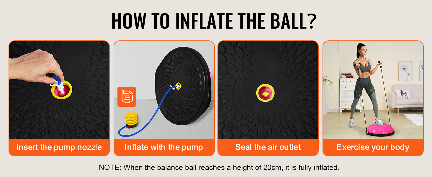 VEVOR Half Exercise Ball Trainer, 26 inch Balance Ball Trainer, 1500lbs ...