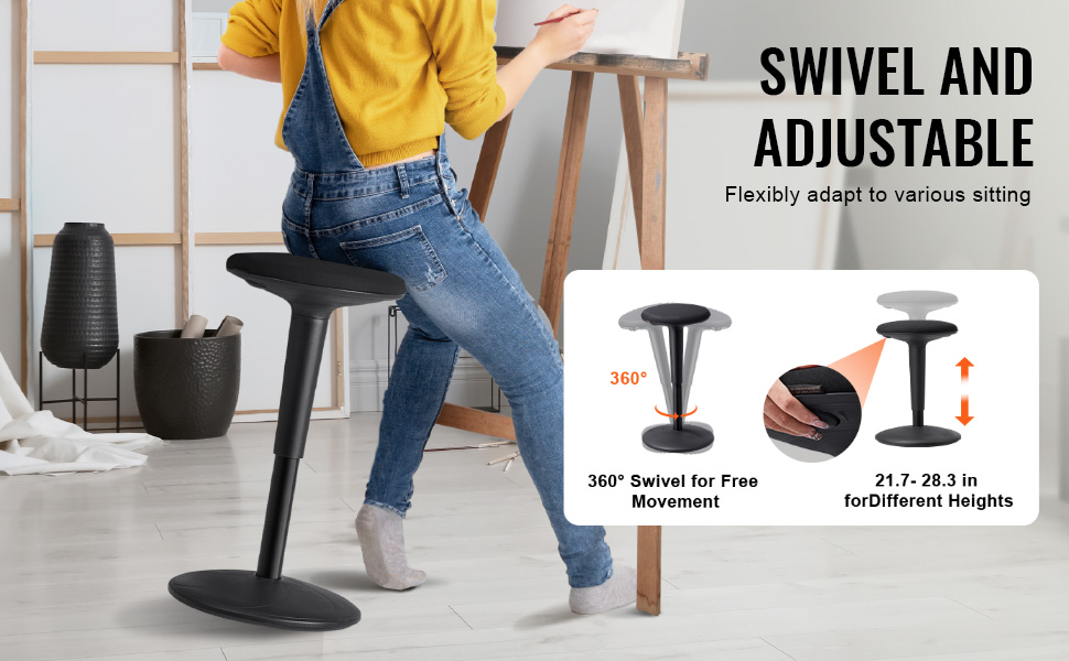 VEVOR Wobble Chair Height-Adjustable (21.7-28.3") Active Chair Age 12 ...