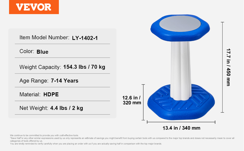 VEVOR Kids Wobble Chair (17.7-inch High), Active Chair with Sponge ...