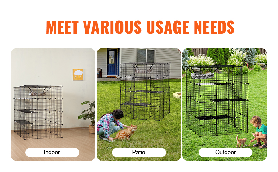 Large 4-tier Cat Cage 41 x 41 x 55" Metal Wire Cat Enclosure with ...