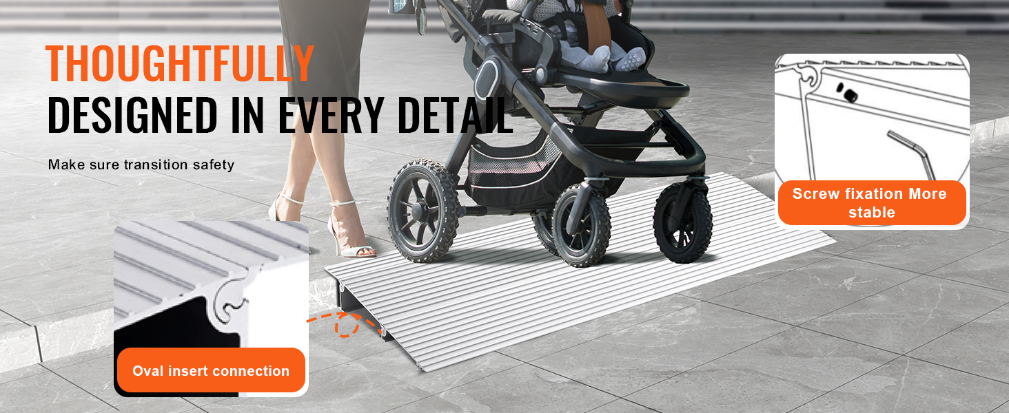 VEVOR Door Threshold Ramp, 2" Rise, 800 lbs Load Capacity, Door Ramp ...