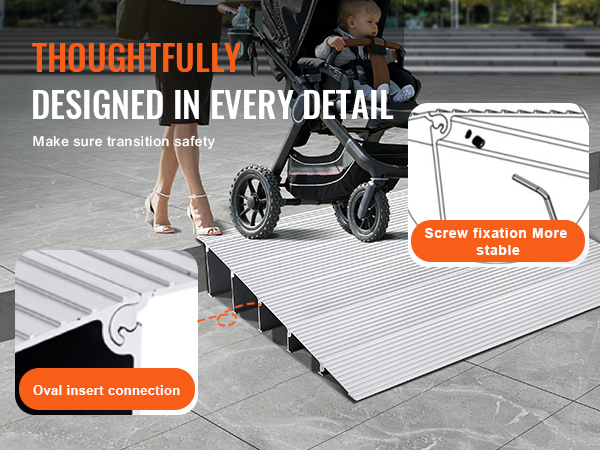 VEVOR Door Threshold Ramp, 5" Rise, 800 lbs Load Capacity, Door Ramp ...