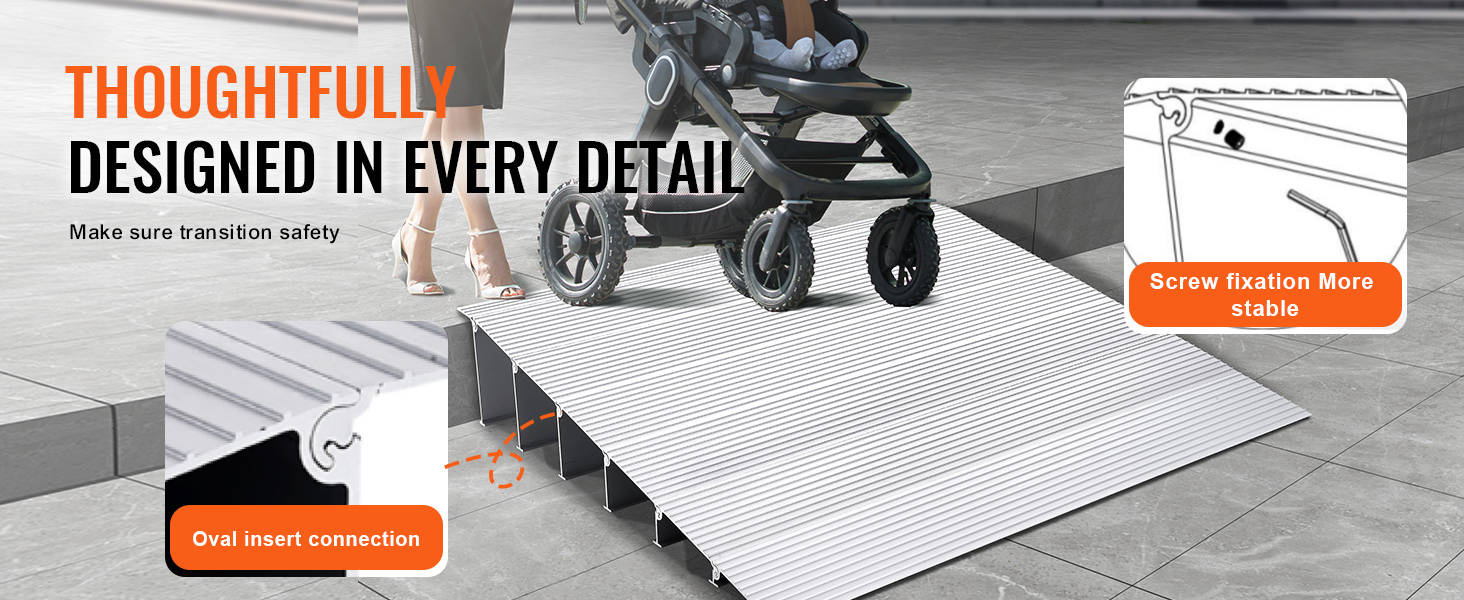 VEVOR Door Threshold Ramp, 6" Rise, 800 lbs Load Capacity, Door Ramp ...
