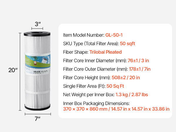 Hot Tub Pool Filter Cartridge 50 Sq. Ft Compatible Hayward C500 Pleatco ...