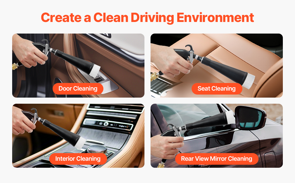 VEVOR Car Cleaning Gun 6-9.2 Bar High-Pressure Air Blow Gun 2 Nozzles ...