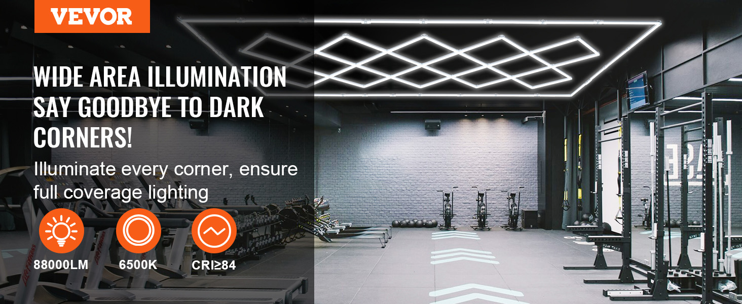 VEVOR Square LED Garage Lights 88000LM 14 Grids Bright Car Detailing ...