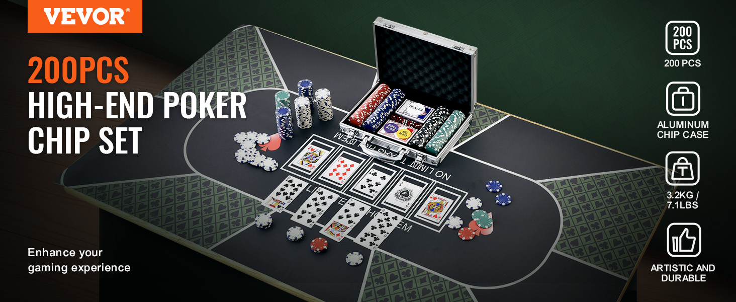 VEVOR Poker Chip Set, 200-Piece Poker Set, Complete Poker Playing Game ...