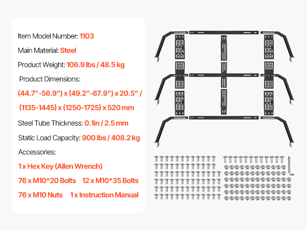 Overland Truck Bed Rack 900 lbs Static Capacity Fit Tacoma/Gladiator JT ...