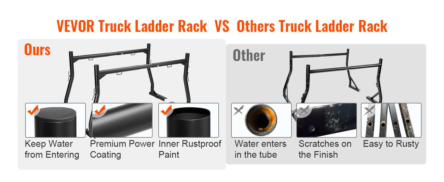 VEVOR Truck Rack, 46-71inch Extendable Truck Ladder Rack, 800 lbs ...