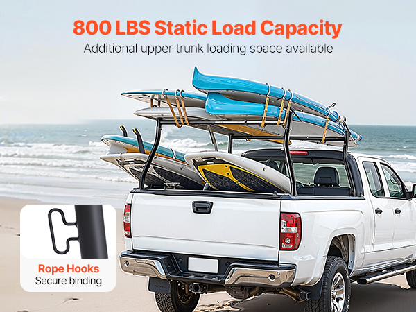 Truck Ladder Rack Universal Cargo Rack 800 lbs Capacity for Large Cargo ...
