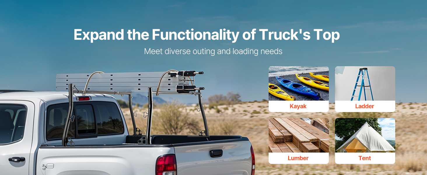 Truck Ladder Rack Universal Cargo Rack 800 lbs Capacity for Large Cargo ...