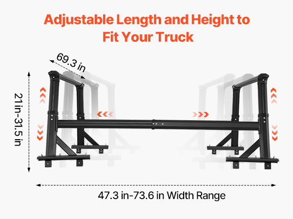 Truck Ladder Rack Non-Drilling Bed Rack 800 lbs Capacity for Large ...