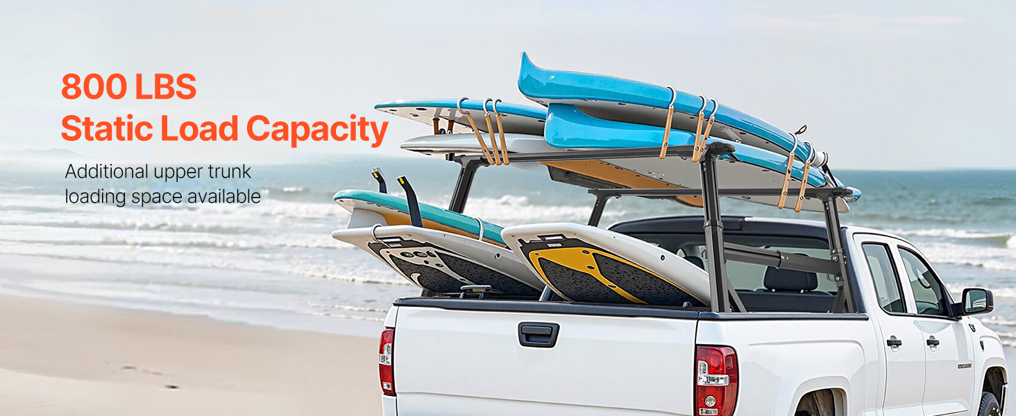 Truck Ladder Rack Non-Drilling Bed Rack 800 lbs Capacity for Large ...