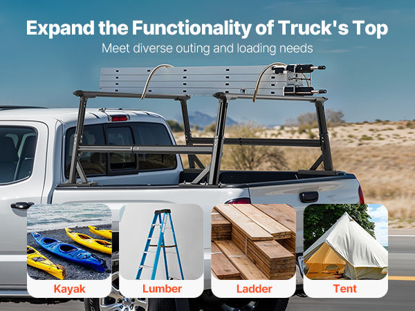 Truck Ladder Rack Non-Drilling Bed Rack 800 lbs Capacity for Large ...