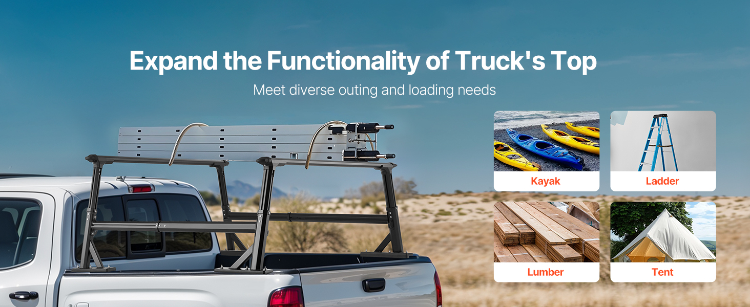 VEVOR Truck Ladder Rack Non-Drilling Bed Rack 800 lbs Capacity for ...