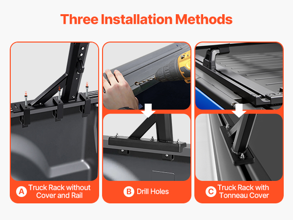 Truck Ladder Rack Non-Drilling Bed Rack 800 lbs Capacity for Large ...