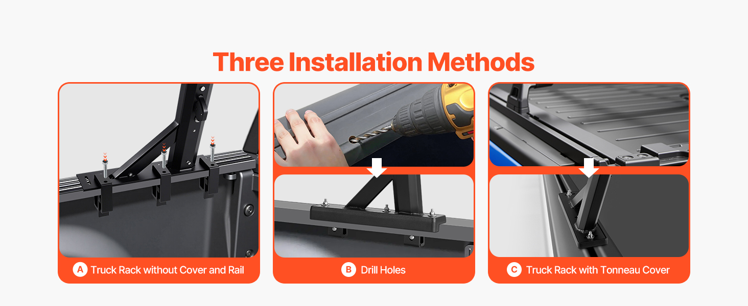 Truck Ladder Rack Non-Drilling Bed Rack 800 lbs Capacity for Large ...