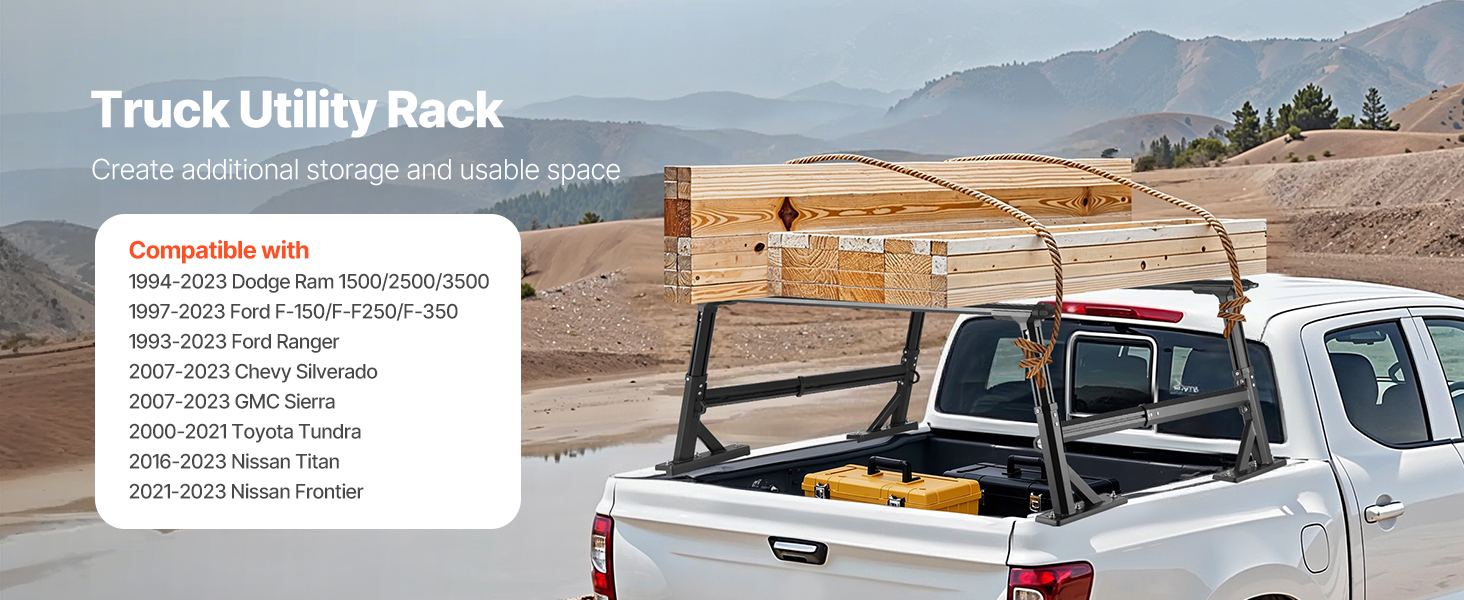 VEVOR Truck Ladder Rack Non-Drilling Bed Rack 800 lbs Capacity for ...