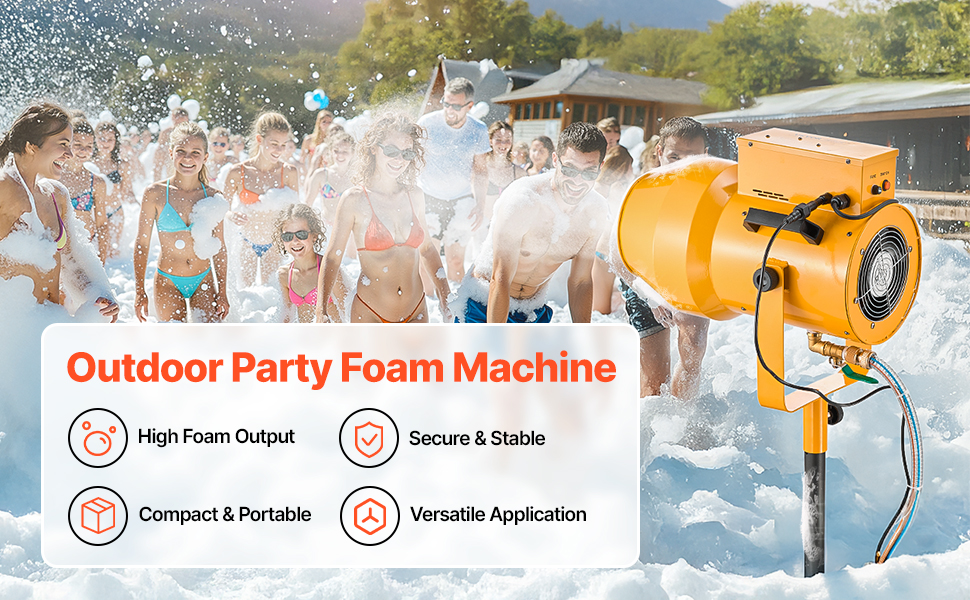 VEVOR Foam Machine, 1200 W Party Foam Cannon, Foam Maker with 3 Packs ...