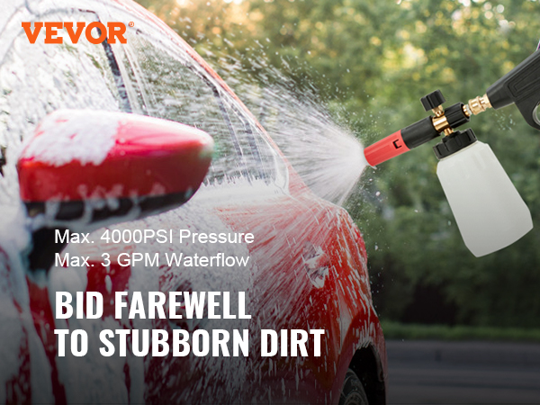 VEVOR Pressure Washer Gun Set, 0.22 Gal Foam Cannon, 4000 PSI Washer ...