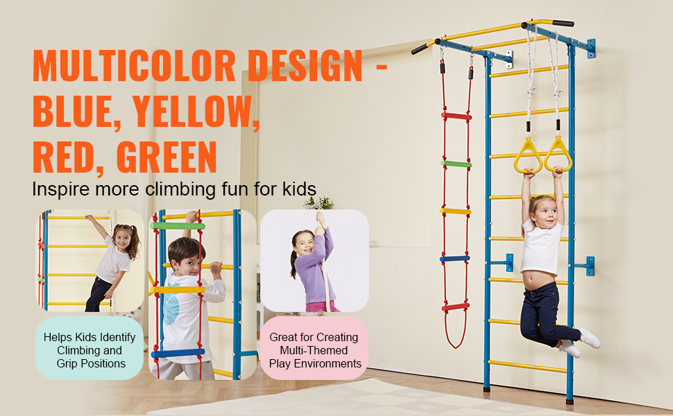 Wall Gym for Kids 5 in 1 Steel Indoor Kids Gym for Exercise Climbing ...