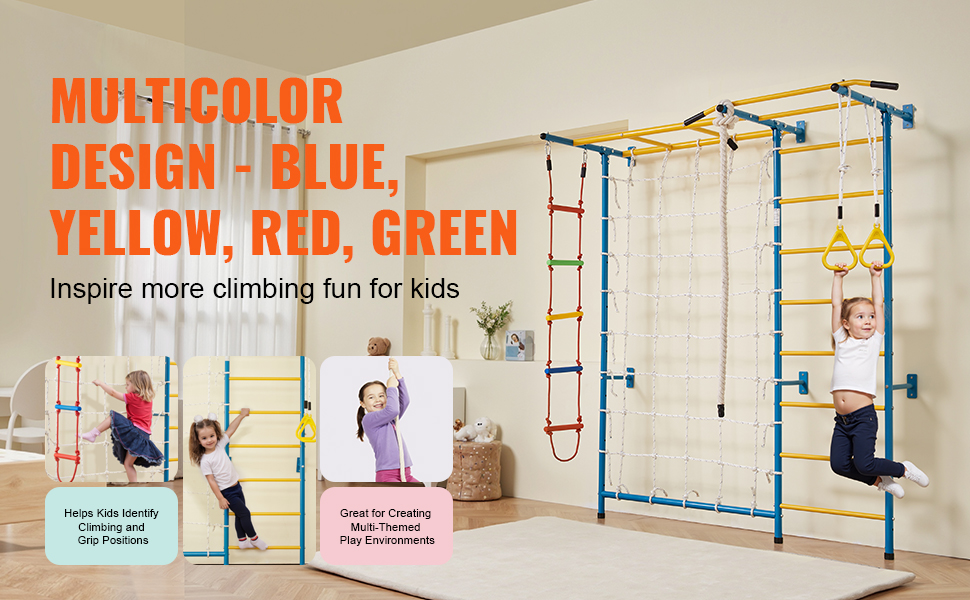 Wall Gym for Kids 7 in 1 Steel Indoor Kids Gym for Exercise Climbing ...