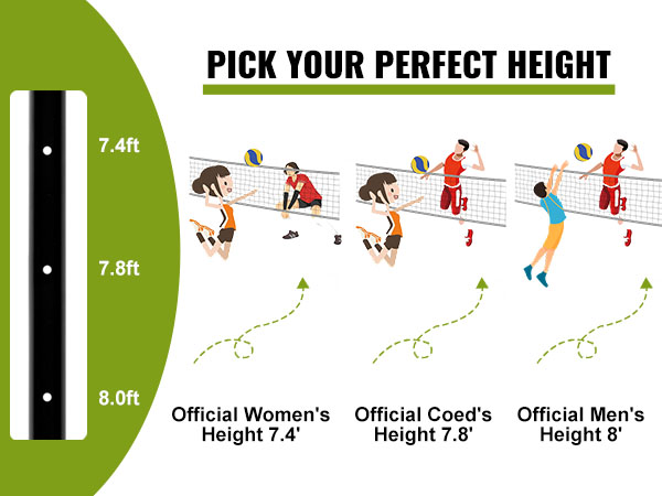 VEVOR Outdoor Portable Volleyball Net System, Adjustable Height Steel ...