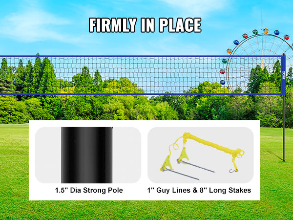 VEVOR Outdoor Portable Volleyball Net System, Adjustable Height Steel Poles, Professional ...