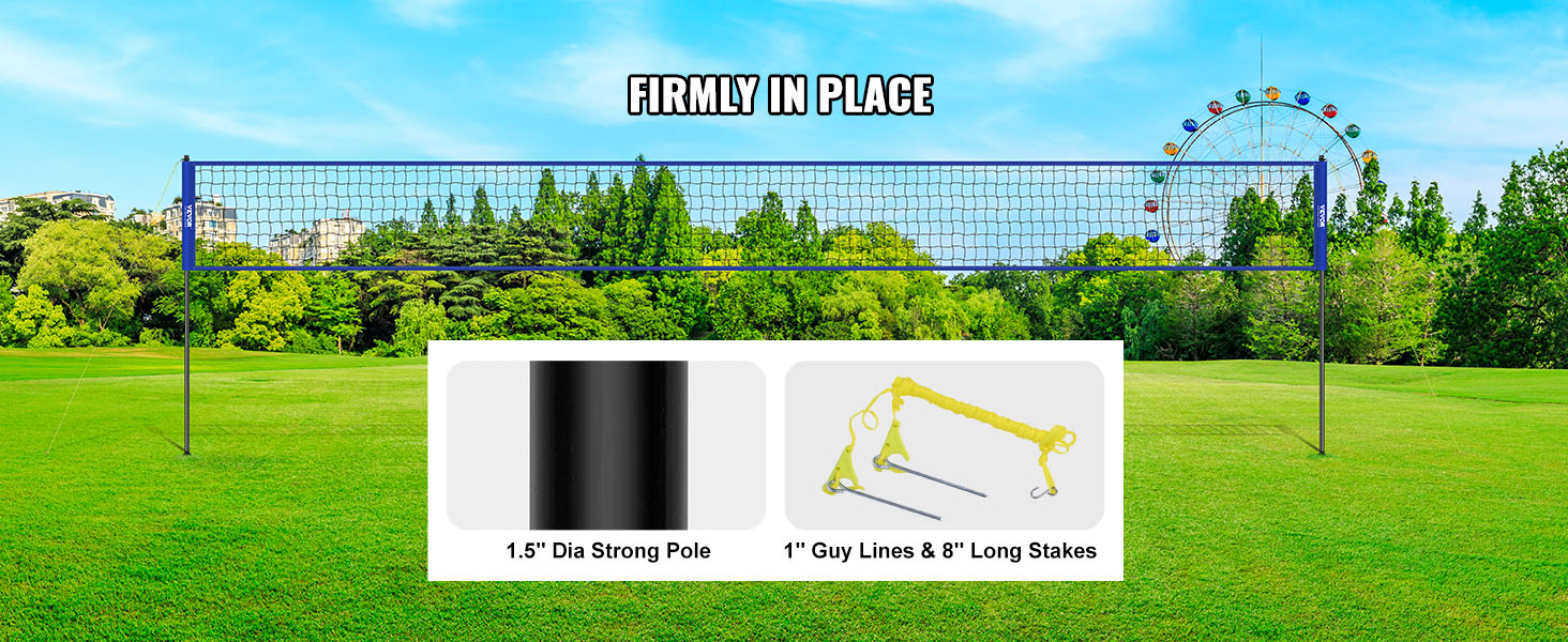 VEVOR Outdoor Portable Volleyball Net System, Adjustable Height Steel Poles, Professional ...
