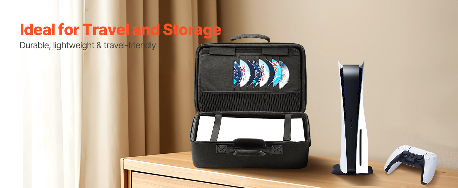 VEVOR PS5 Carrying Case Travel Bag for Playstation 5 Shockproof EVA ...