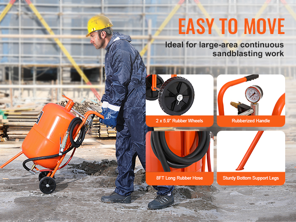VEVOR 20 Gallon Sand Blaster, 60-110 PSI High Pressure Sandblaster ...