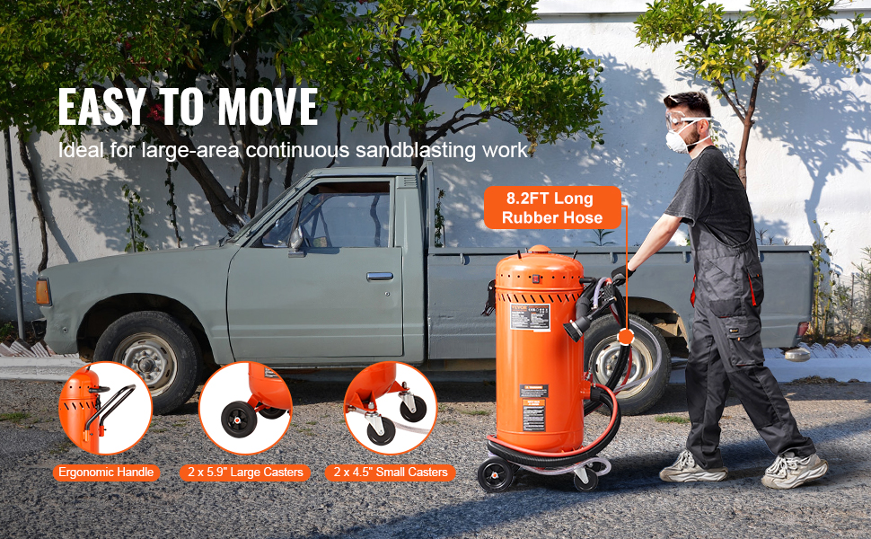 VEVOR 28 Gallon Vacuum Sand Blaster, Dustless Sandblaster with Built-in ...