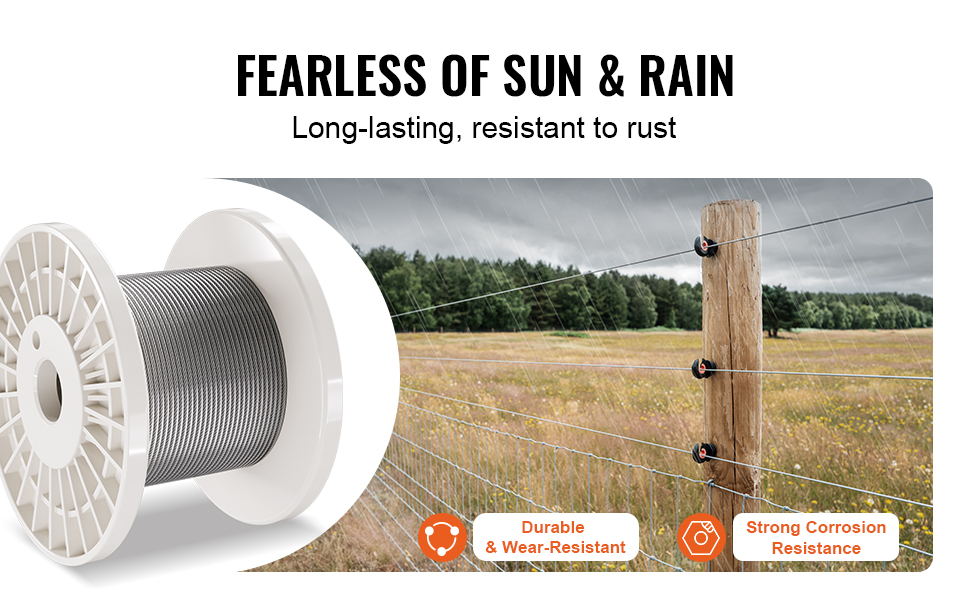 VEVOR T304 Stainless Steel Cable 1/8" 7x7 Steel Wire Rope 100 ft Cable ...